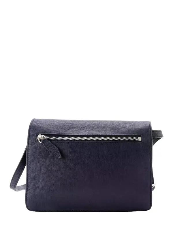 Burberry Macken Leather And Vintage Check Canvas Small Crossbody Bag - Blue