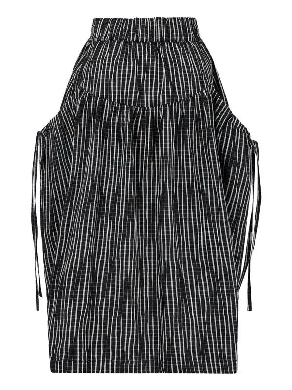 STUDIO TOMBOY Check Drawstring Midi Skirt - Black