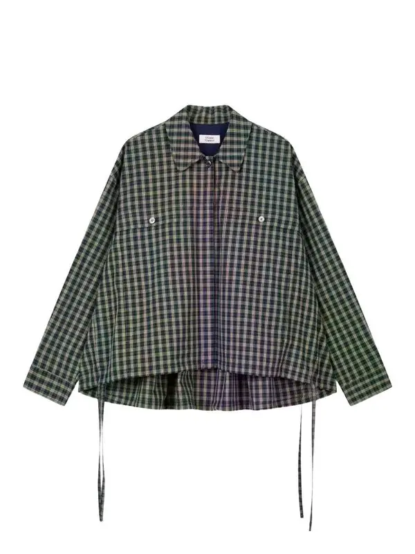 STUDIO TOMBOY Checkered Gathered-back Shirt - Blue