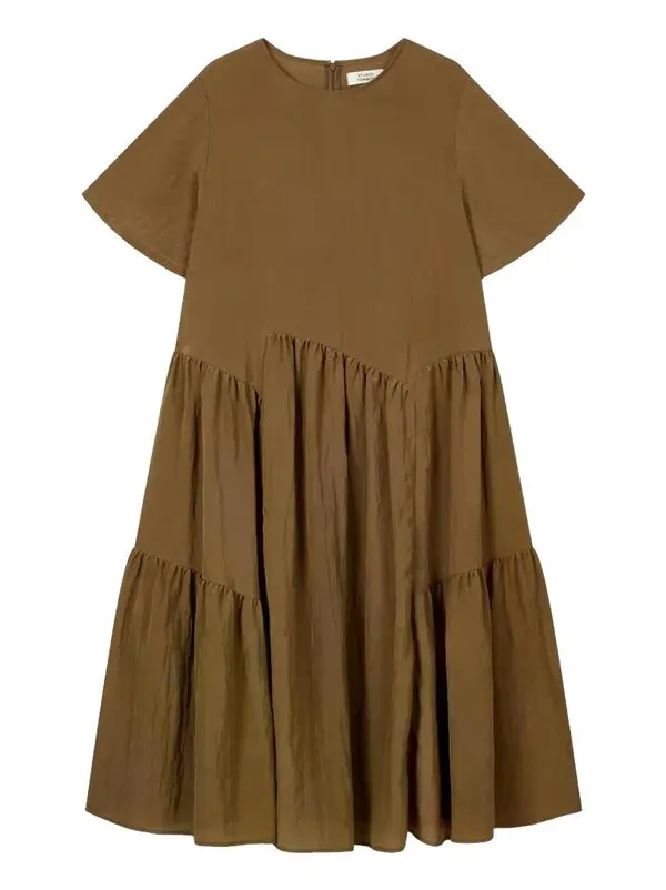 STUDIO TOMBOY Asymmetric Tiered A-line Dress - Neutrals