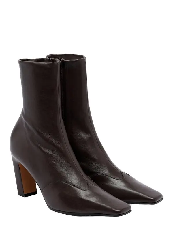 Khaite Nevada Leather Ankle Boots - Brown