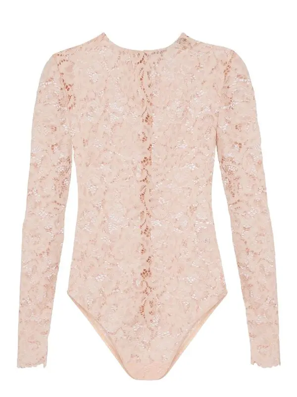 SELF-PORTRAIT Floral Lace Bodysuit - Beige