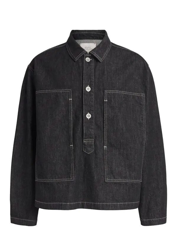 Studio Nicholson Denim Pullover Shirt - Black