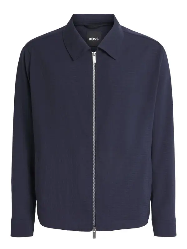 BOSS Wool-blend Zip-up Bomber Jacket - Blue