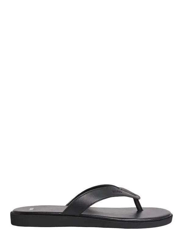 BOSS Faux Leather Flip Flops - Black