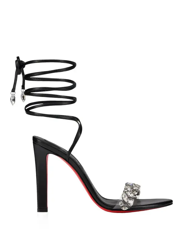 CHRISTIAN LOUBOUTIN Fanny Jolly Embellished Leather Sandals - Silver