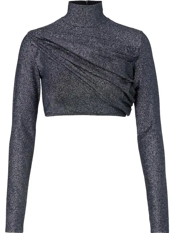 Gucci Gathered Lame Crop Top - Silver