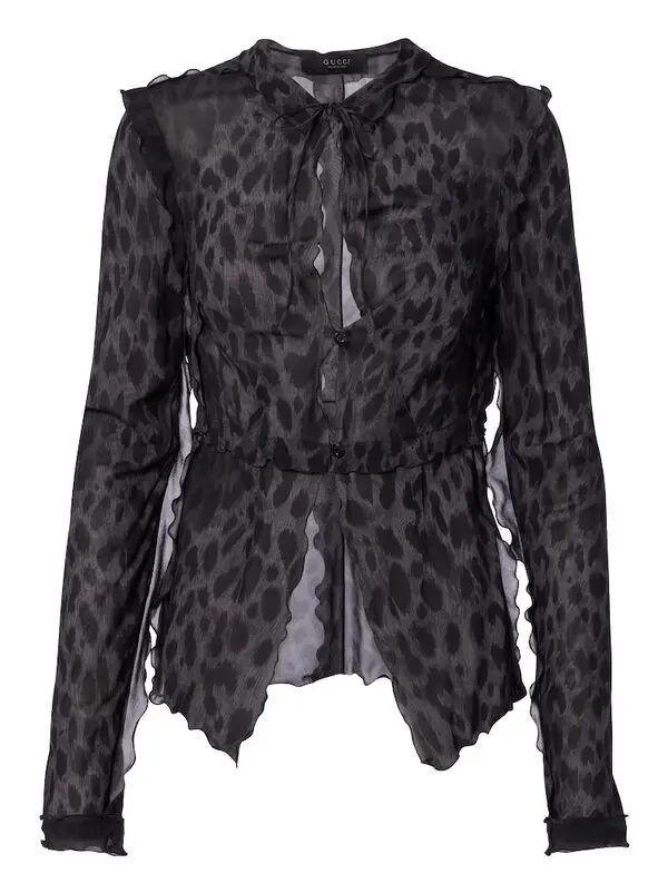 Gucci Leopard-printed Silk Blouse - Black