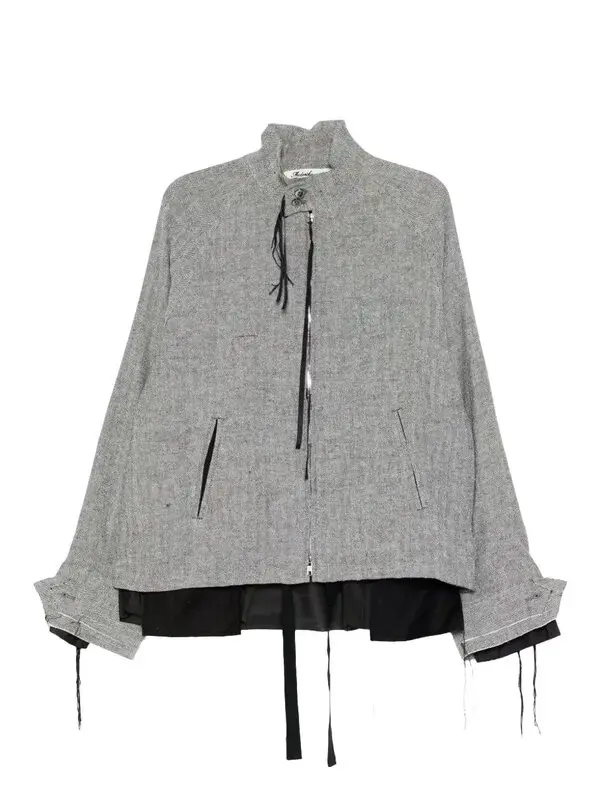 MIDORIKAWA Frayed Zip-up Shirt Jacket - Grey