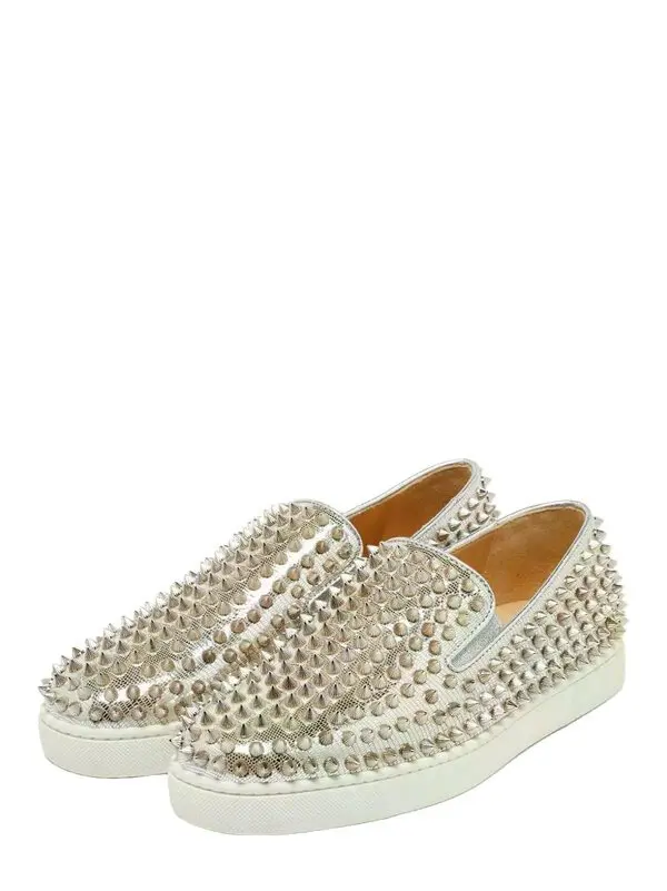 CHRISTIAN LOUBOUTIN Roller Boat Spike-embellished Sneakers - Silver