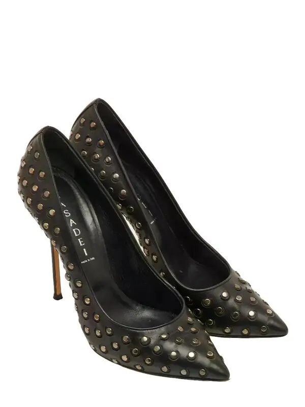 Casadei Leather Pumps With Stud Embellishments - Black
