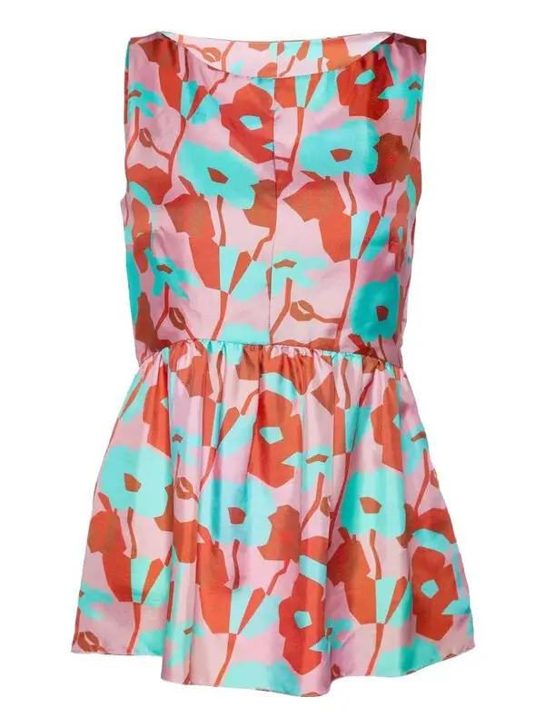 ROKSANDA Floral-print Peplum Top - Pink