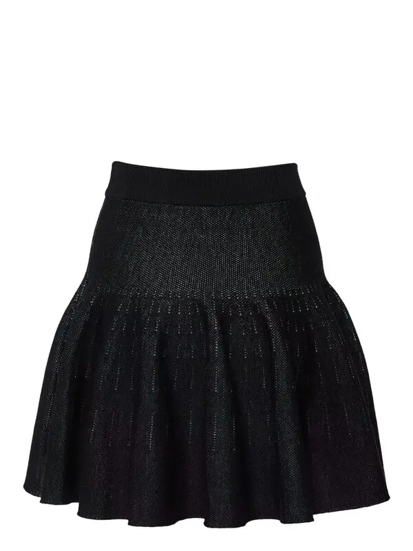 Kenzo Knit Skater Mini Skirt With Tiger Head Logo Plaque - Black