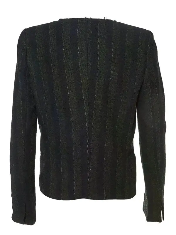 ISABEL MARANT VINTAGE Striped Collarless Jacket - Black