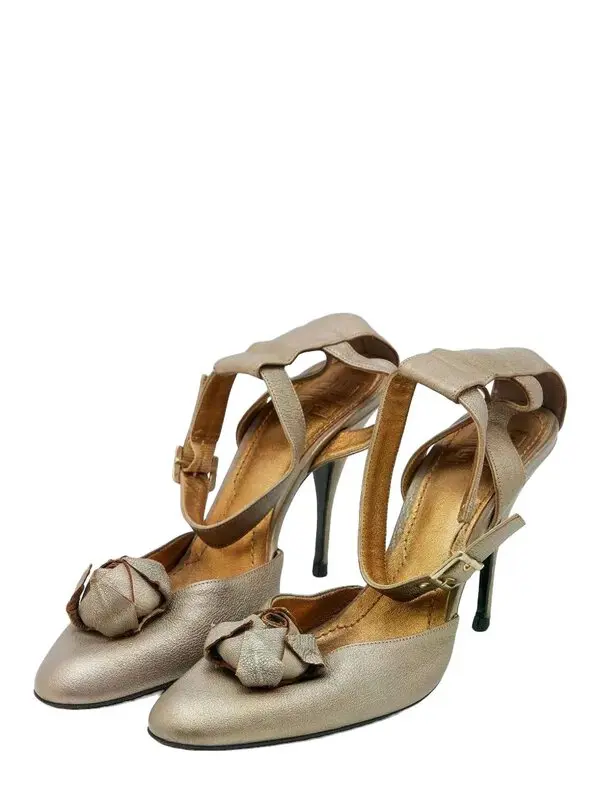 Givenchy Floral-detail Ankle-strap Pumps - Neutrals