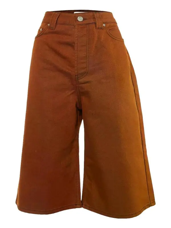 GANNI High-waisted Relaxed-leg Shorts - Brown