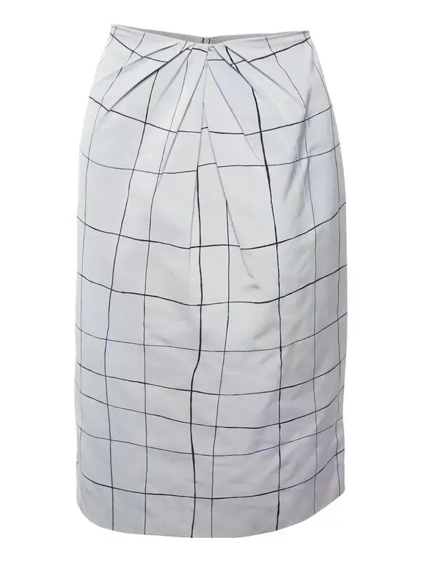 Valentino Garavani Pleated Checked Midi Skirt - Grey