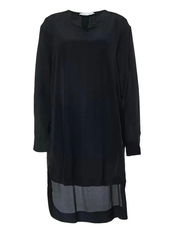 Chloé V-neck Long Sleeve Silk Dress - Black