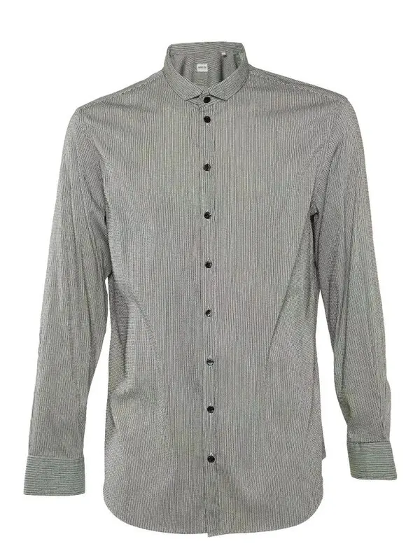 ARMANI Striped Seersucker Shirt - Grey