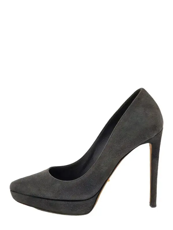 SERGIO ROSSI Suede Pointed Toe Platform Pumps - Grey