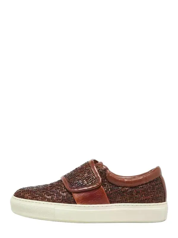 Giorgio Armani Woven Touch-strap Sneakers - Brown