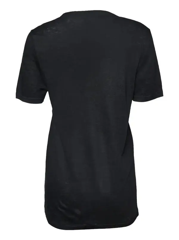 MARANT ETOILE Linen Knit V-neck T-shirt - Black