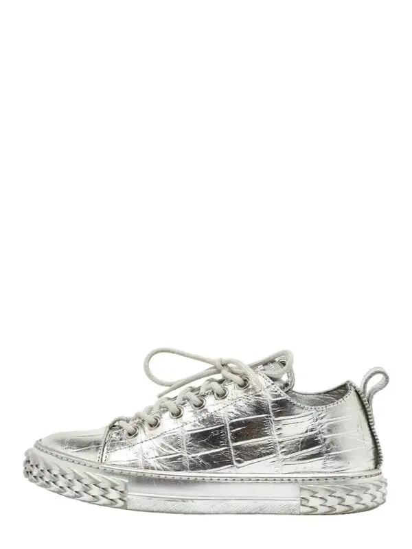 GIUSEPPE ZANOTTI Croc-embossed Low-top Sneakers - Silver