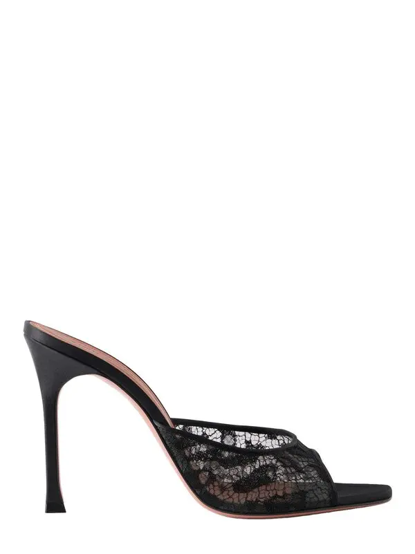 Amina Muaddi Alexa 105 Lace Mules - Black