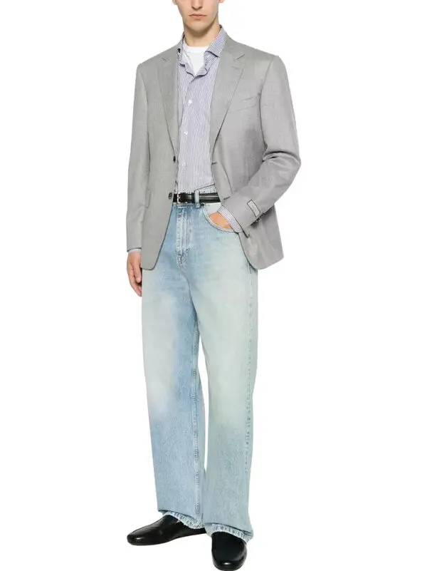 Canali Notched-lapel Single-breasted Blazer - Grey