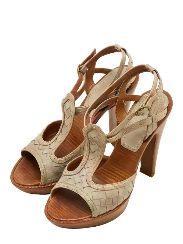 Bottega Veneta Intrecciato Leather Platform Sandals - Grey