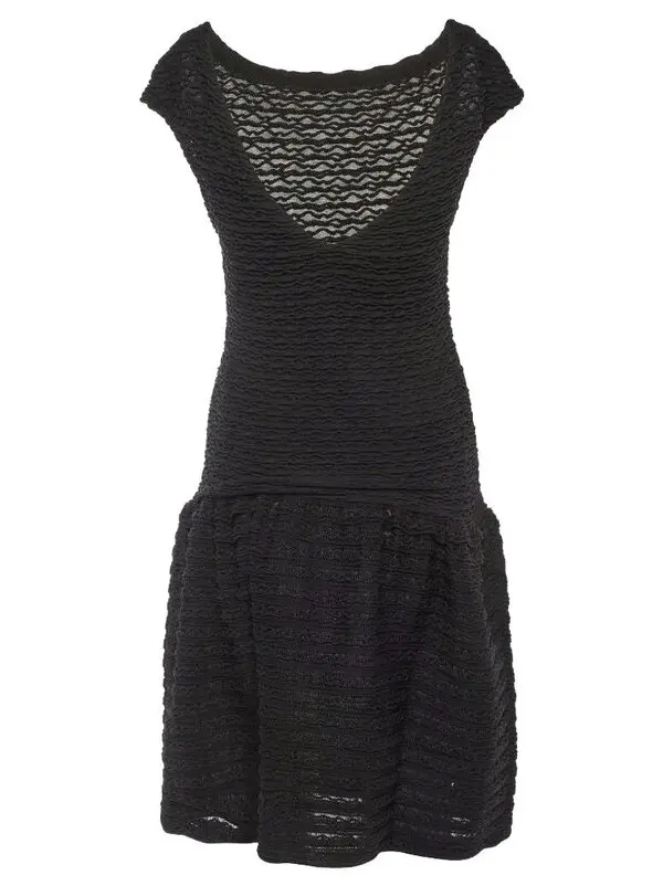 LOUIS VUITTON Wavy Openwork Knit Dress - Black