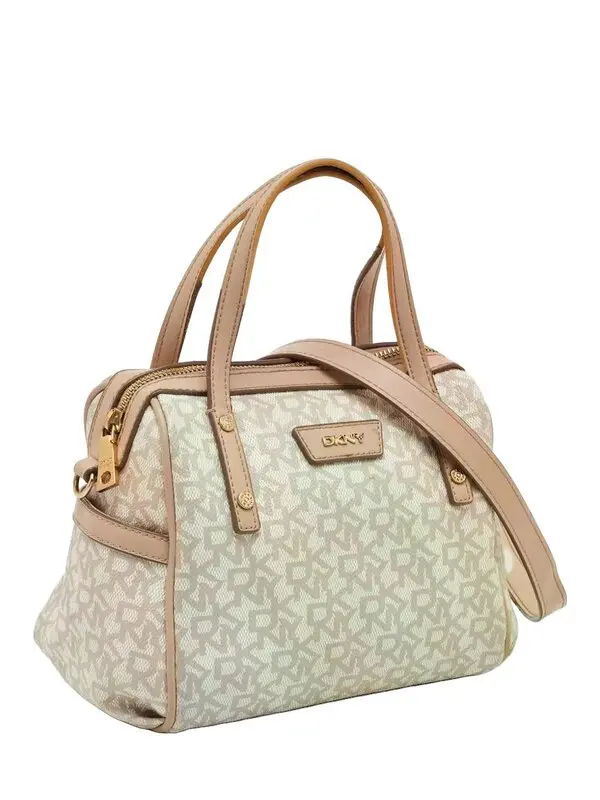 Mcm Monogram Pattern Leather Trimmed Tote Bag - Neutrals