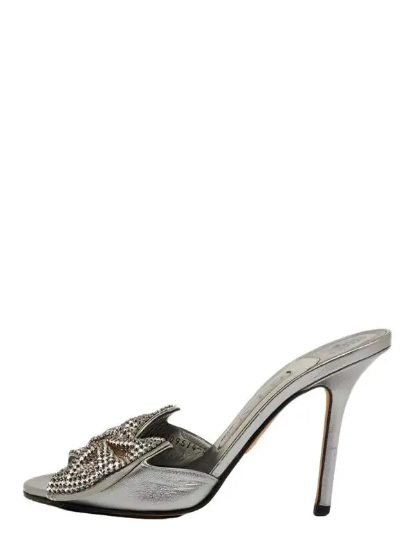 GINA Crystal-embellished Bow Stiletto Sandals - Silver