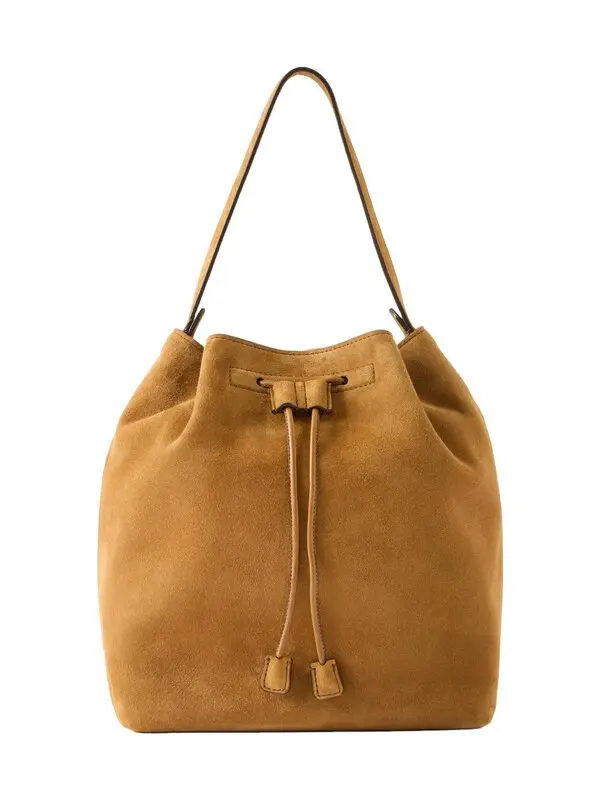THE ROW 9 Suede Drawstring Backpack - Brown