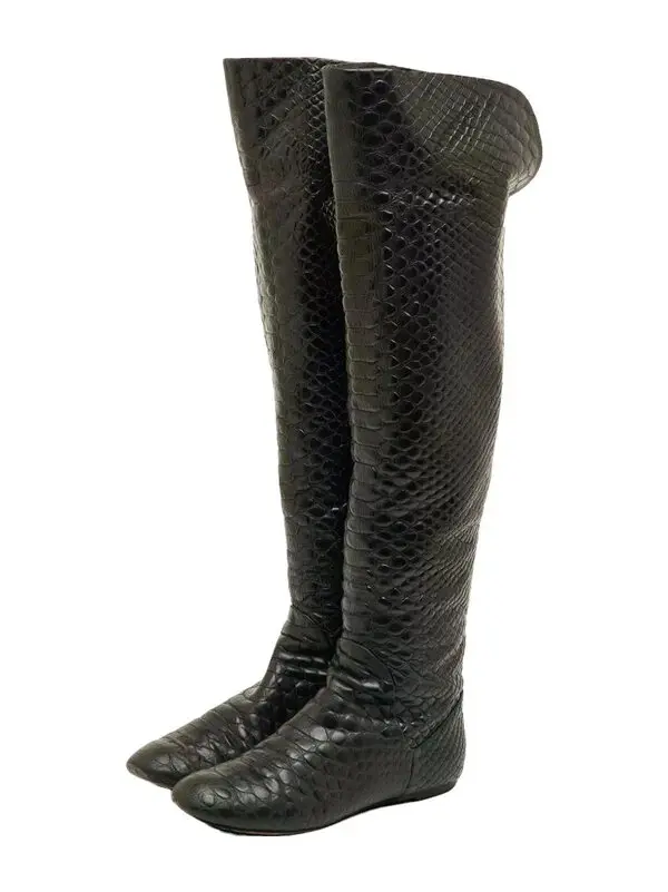 GIUSEPPE ZANOTTI Snakeskin-pattern Over-the-knee Boots - Black