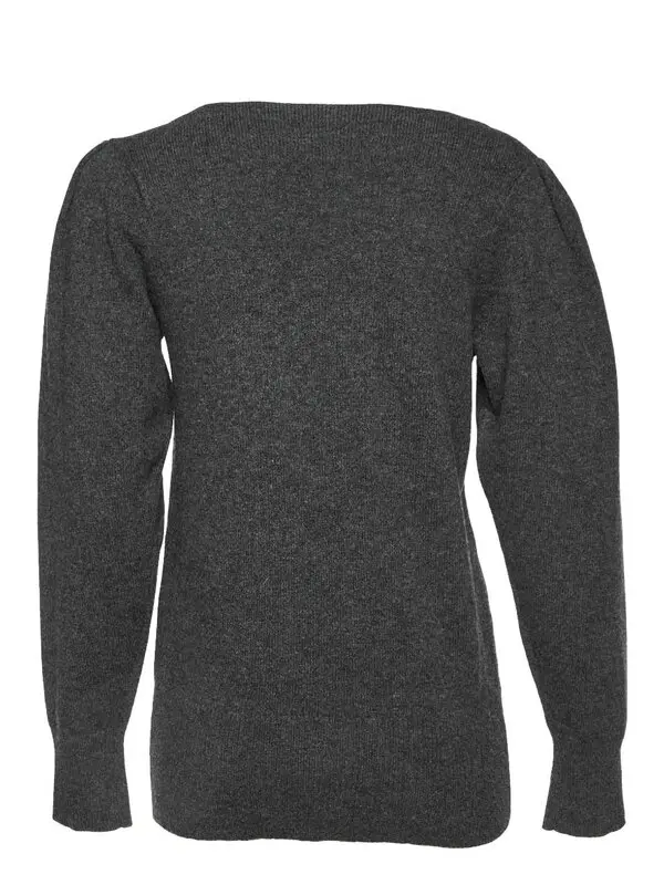 MARANT ETOILE Puff Sleeve Ribbed Sweater - Black