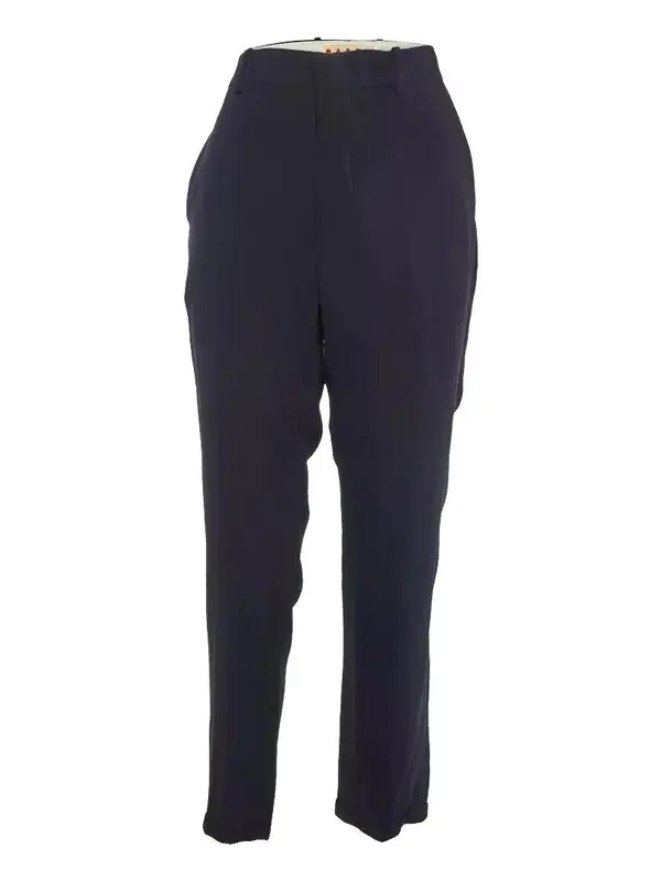 Marni Navy Crepe Tapered Leg Trousers - Blue