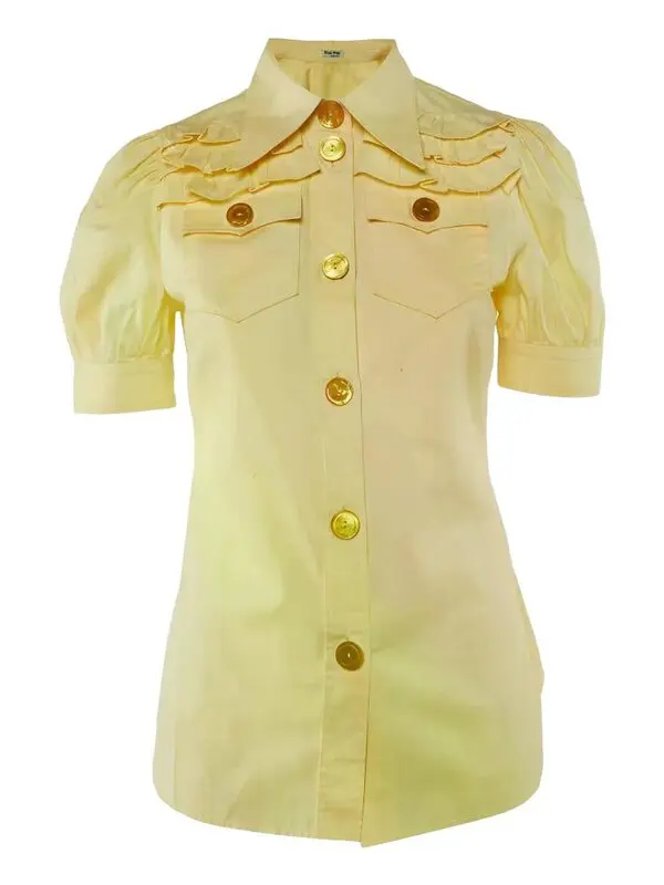 Miu Miu Ruffled Cotton Shirt - Yellow