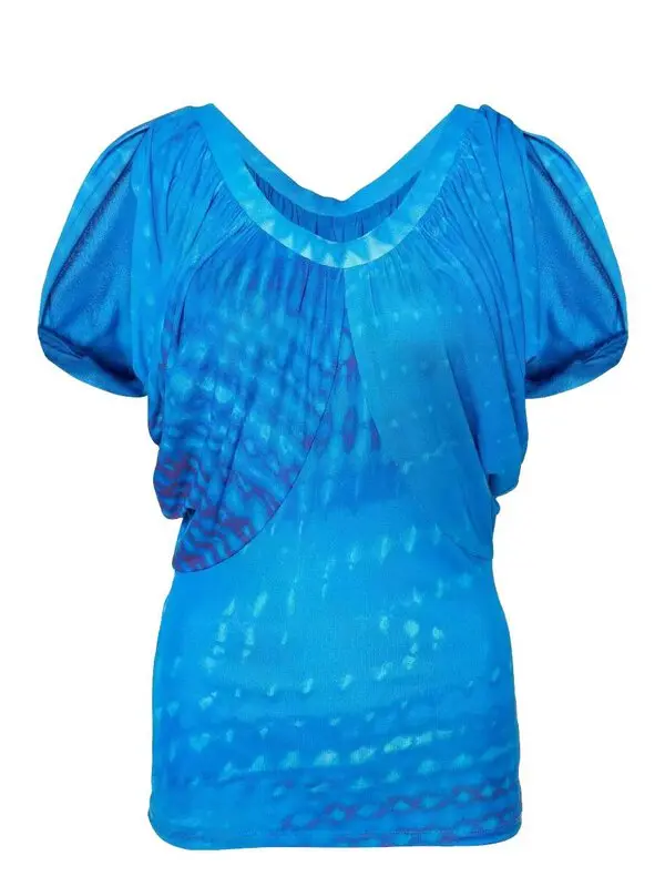 Roberto Cavalli 2008 Draped-sleeve Top - Blue