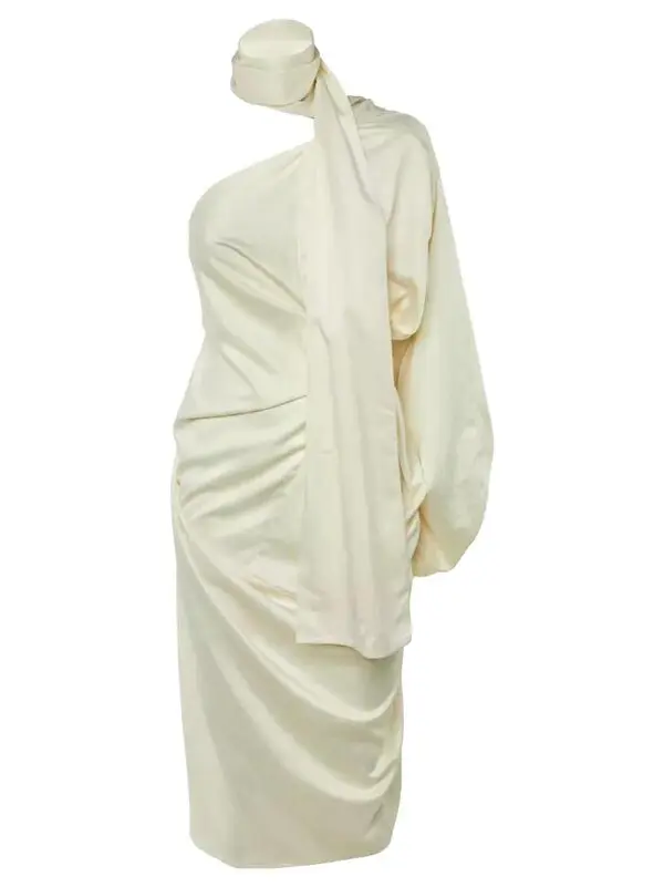 Solace London One-shoulder Satin Dress - Neutrals