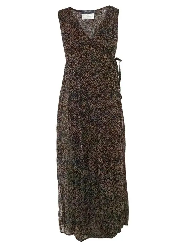 Max Mara Printed Wrap Maxi Dress - Black