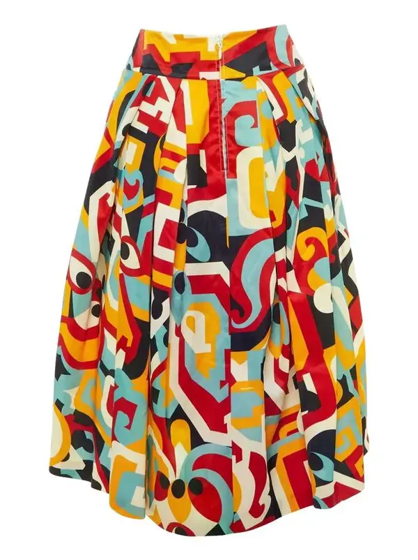 Dsquared2 Printed Pleated Mid Skirt - Red