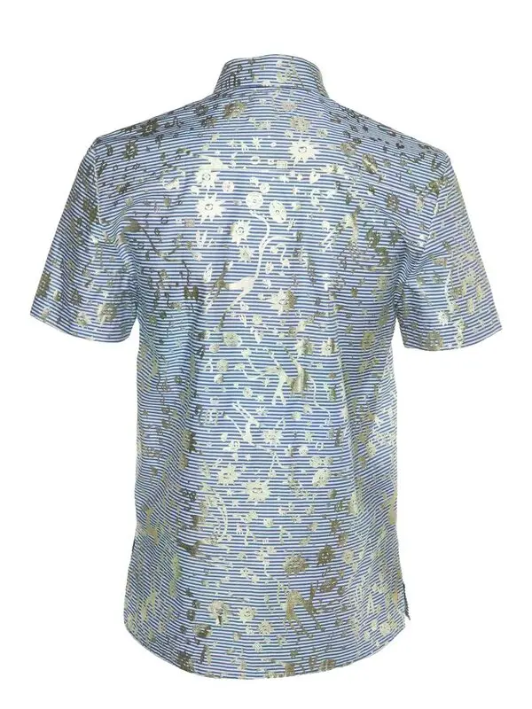 Kenzo Metallic-print Striped Shirt - Blue