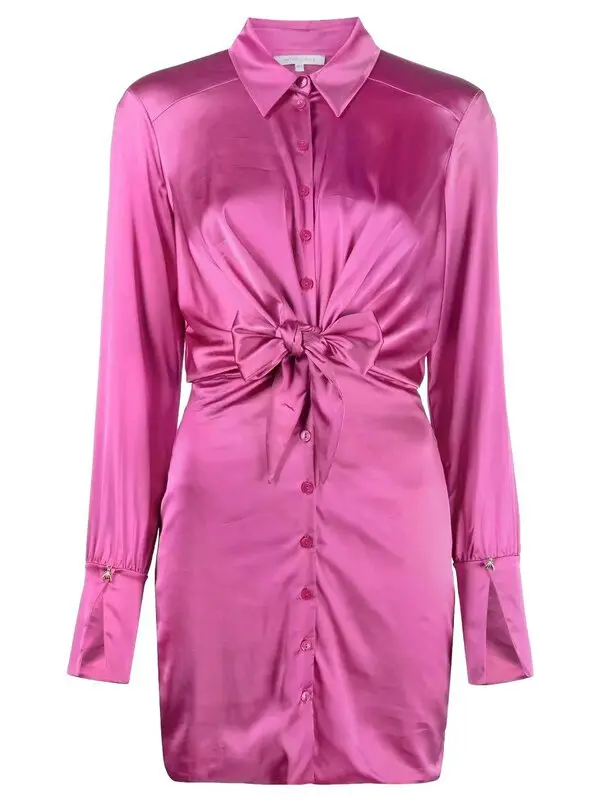 Patrizia Pepe Orchid High-shine Finish Front Knot Shirt Dress - Purple