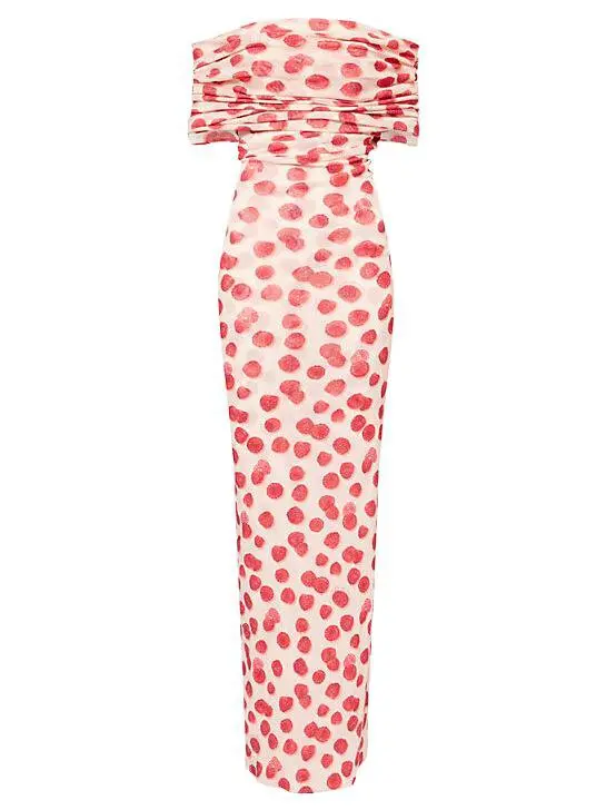 Stella McCartney Print Off-the-shoulder Mesh Maxi Dress - Raspberry