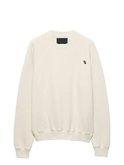 Prada Branded Crewneck Cotton-jersey Sweatshirt - Neutral
