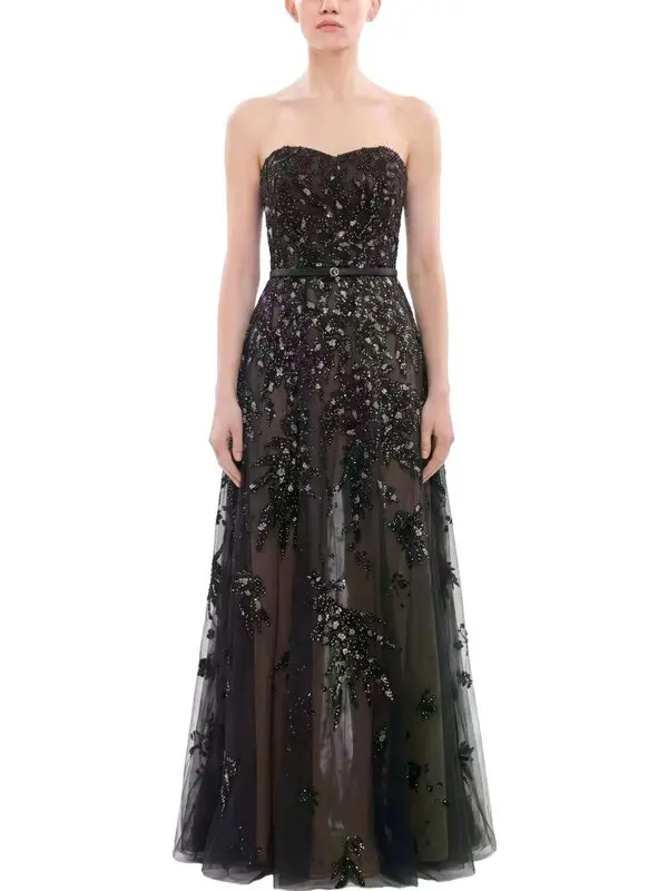 SAIID KOBEISY Embellished Strapless Maxi Gown - Black