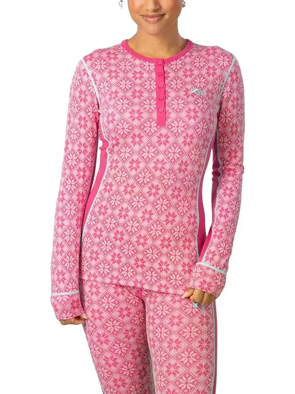 Kari Traa Rose Fair Isle Button-front Base-layer Top - Pink