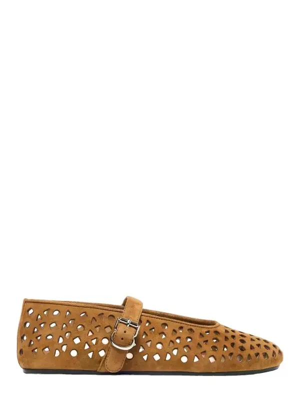 SCAROSSO Evelyn Perforated Ballet Flats - Brown