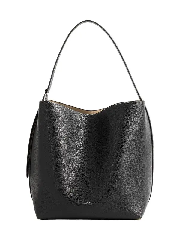 TOTEME Medium Belted Grained Leather Tote Bag - Black